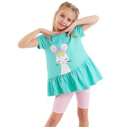 Denokids 2tlg. Outfit "Sea Bunny" in T&uuml;rkis/ Rosa - 67% | Gr&ouml;&szlig;e 104 | Kinder-oberteile