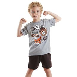 Denokids 2tlg. Outfit "Three Friends" in Grau/ Schwarz - 69% | Gr&ouml;&szlig;e 98 | Kinder-oberteile