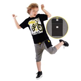 Denokids 2tlg. Outfit "Bicycle" in Schwarz/ Grau - 68% | Gr&ouml;&szlig;e 116 | Kinder-oberteile