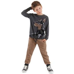 Denokids 2tlg. Outfit "Doberman" in Anthrazit/ Braun - 67% | Gr&ouml;&szlig;e 110 | Kinder-longsleeves