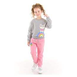 Denokids 2tlg. Outfit "Rainbow Cat" in Grau/ Rosa - 62% | Gr&ouml;&szlig;e 122 | Babyhosen