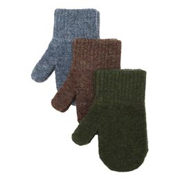 Mikk-line 3er-Set: F&auml;ustlinge in Grau/ Hellbraun/ Gr&uuml;n - 12% | Gr&ouml;&szlig;e 98/104 | Baby-handschuhe