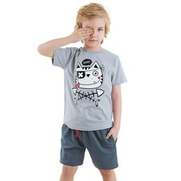 Denokids 2tlg. Outfit "Pirate Cat" in Grau - 65% | Gr&ouml;&szlig;e 92 | Kinder-oberteile