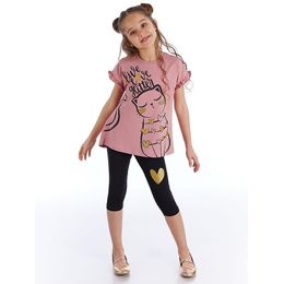 Denokids 2tlg. Outfit "Love Cats" in Rosa/ Schwarz - 65% | Gr&ouml;&szlig;e 110 | Kinder-oberteile