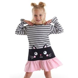 Denokids Kleid "Black Cat" in Grau/ Rosa - 65% | Gr&ouml;&szlig;e 110 | Kinderkleider