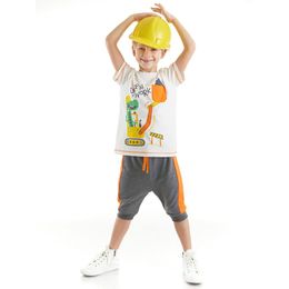 Denokids 2tlg. Outfit "Dino At Work" in Wei&szlig;/ Grau - 68% | Gr&ouml;&szlig;e 104 | Kinder-oberteile