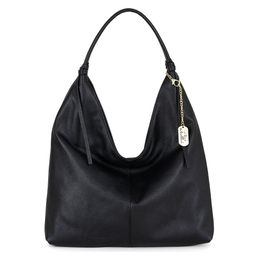 Anna Morellini Leder-Schultertasche "Samuela" in Schwarz - (B)38 x (H)30 x (T)10 cm - 75% | Damen-taschen