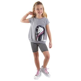 Denokids 2tlg. Outfit "Pretty Unicorn" in Grau - 67% | Gr&ouml;&szlig;e 116 | Kinder-oberteile