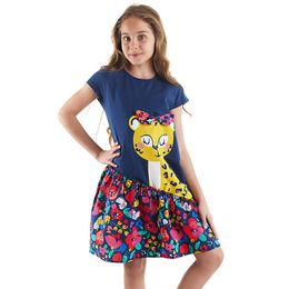 Denokids Kleid "Leo Ribbon" in Dunkelblau/ Bunt - 69% | Gr&ouml;&szlig;e 122 | Kinderkleider