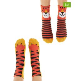 Denokids 2er-Set: Socken "Tiger" in Orange - 45% | Gr&ouml;&szlig;e 116/122 | Kinder-socken-strumpfhosen