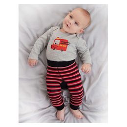 Denokids 2tlg. Outfit "Fire Truck" in Grau/ Rot - 65% | Gr&ouml;&szlig;e 86-92 | Babyhosen