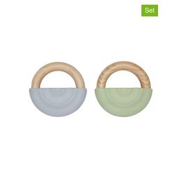 OYOY mini 2er-Set: Bei&szlig;ring "Rainbow" in Gr&uuml;n/ Hellblau - ab Geburt - 39% | Baby-beissringe