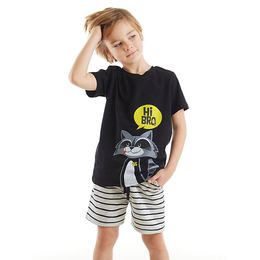 Denokids 2tlg. Outfit "Raccoon" in Schwarz/ Wei&szlig; - 63% | Gr&ouml;&szlig;e 104 | Kinder-oberteile
