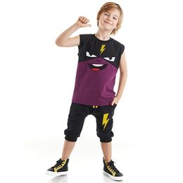 Denokids 2tlg. Outfit "Thunder Mask" in Schwarz/ Lila - 64% | Gr&ouml;&szlig;e 110 | Kinder-oberteile