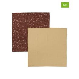 OYOY mini 2er-Set: Spuckt&uuml;cher "Iro" in Braun/ Beige - (L)70 x (B)70 cm - 47% | Baby-spucktuecher