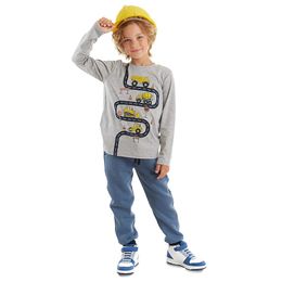 Denokids 2tlg. Outfit "Consruction" in Grau/ Blau - 67% | Gr&ouml;&szlig;e 92 | Kinder-longsleeves