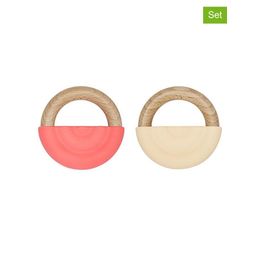 OYOY mini 2er-Set: Bei&szlig;ring "Rainbow" in Pink/ Creme - ab Geburt - 42% | Baby-beissringe