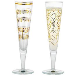 Ritzenhoff Champagnerglas Goldnacht, Gold, Glas, 2-teilig, 205 ml, 7.2x24x7.2 cm, Fsc, Made in Germany, Essen & Trinken, Gl&auml;ser, Champagner- & Sektgl&auml;ser