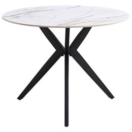 Xora Esstisch, Grau, Schwarz, Wei&szlig;, Beige, Metall, Keramik, rund, eckig, 100x76x100 cm, Bsci, Esszimmer, Tische, Esstische, Esstische rund