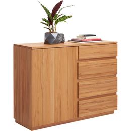 Linea Natura Kommode, Buche, Holzwerkstoff, Kernbuche, teilmassiv, 1 F&auml;cher, 4 Schublade(n) Schubladen, 120x89.2x41 cm, Beim&ouml;bel erh&auml;ltlich, stehend, Wohnzimmer, Kommoden & Sideboards, Kommoden