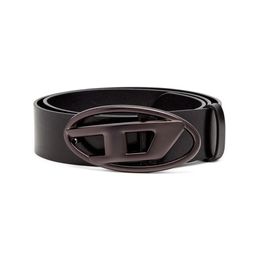 Diesel G&uuml;rtel - Black Calfskin Belt With Cut-Out Buckle - Gr. 100 - in Schwarz - f&uuml;r Damen
