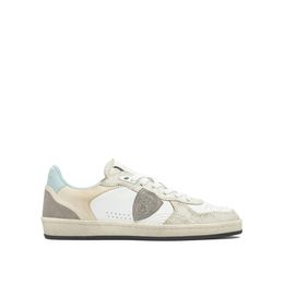 Philippe Model Low-Top Sneaker - Beige Low-Top Sneakers With Textured Leather Panel - Gr. 36 (EU) - in Bunt - f&uuml;r Damen