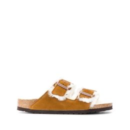 Birkenstock Loafer - Faux Fur Lined Classic Sandals With Adjustable Buc - Gr. 38 (EU) - in Braun - f&uuml;r Damen
