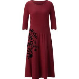 CR&Eacute;ATION L Damen Strickkleid mit samtigem Flockdruck dunkelrot Gr&ouml;&szlig;e 42