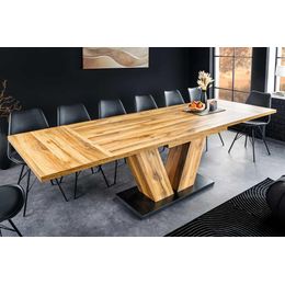 Riess Ambiente Ausziehbarer Esstisch MONTREAL 180-280cm natur Plankeneiche Holz-Design V-Gestell Riess-Ambiente Esszimmertisch rechteckig 8+ Personen
