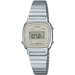 CASIO VINTAGE Damen CASIO VINTAGE Chronograph Quarzuhr, Armbanduhr, Damenuhr, Digitaluhr, Datum, Edelstahlarmband silber