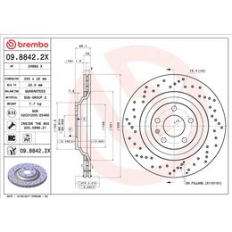 Brembo Bremsscheibe XTRA LINE 09.8842.2X hinten rechts links Gelocht/innenbel. 330mm f&uuml;r AUDI (FAW) 4F0615601F 4F0615601D L4FD615601A