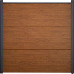 GroJa BasicLine PVC-Steckzaun Sichtschutzzaun Golden Oak Sichtschutz Lamellenzaun g&uuml;nstig