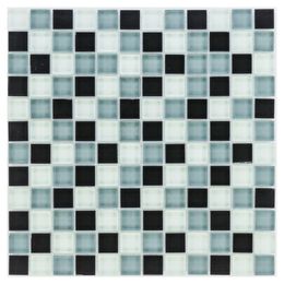 Wellker Glasmosaik Schwarz Grau Wei&szlig; 30x30 cm Mosaikfliesen 8 mm g&uuml;nstig