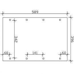 Skan Holz Einzelcarport Spreewald Impr&auml;gniert Unterstand, rote Dachblende, 396x589 cm