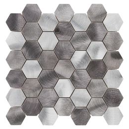 Wellker Metallmosaik Silver Hexagon 30x30 cm Mosaikfliesen g&uuml;nstig