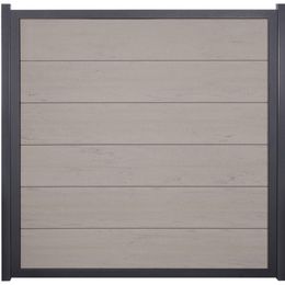 GroJa Viento Sichtschutzzaun Bi-Color Sand mit Alu-Rahmen Anthrazit DB 703 Sichtschutz Lamellenzaun, 180 cm