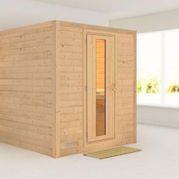 Karibu Sauna Mojave, ohne Ofen, Holzt&uuml;r mit Isolierglas,Klarglas,ohne Dachkranz
