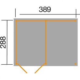 Weka Ger&auml;tehaus 607 mit Anbau impr&auml;gniert Ger&auml;teschuppen, Anbau mit R&uuml;ck- und Seitenwand