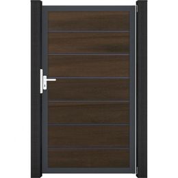 GroJa Einzeltor Solid Grande Premium Steckzaun Walnuss co-extrudiert, 100 cm, Anthrazit DB 703