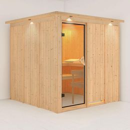 Karibu Sauna Rodin, ohne Ofen, bronziert,Ganzglast&uuml;r,mit Dachkranz