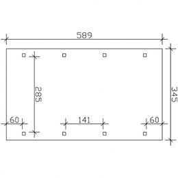 Skan Holz Einzelcarport Spreewald Impr&auml;gniert Unterstand, schwarze Dachblende, 345x589 cm