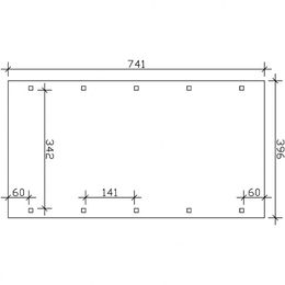 Skan Holz Einzelcarport Spreewald Impr&auml;gniert Unterstand, schwarze Dachblende, 396x741 cm