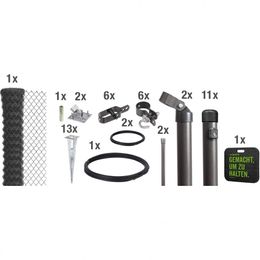Alberts Maschendrahtzaun Set anthrazit-metallic, 125 cm, 25 m,Aufschrauben