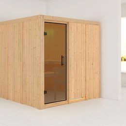 Karibu Sauna Rodin, ohne Ofen, Ganzglast&uuml;r,graphit,ohne Dachkranz