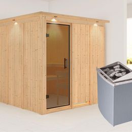 Karibu Sauna Rodin, 9 kW int. Steuerung, Ganzglast&uuml;r,graphit,mit Dachkranz