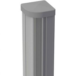 GroJa Variabler Alu-Eckpfosten Steckzaun Silbergrau, 7x7 cm, 240 cm,Einbetonieren