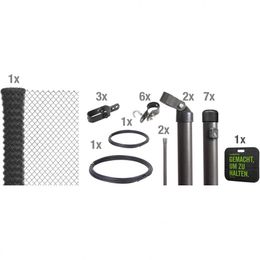 Alberts Maschendrahtzaun Set anthrazit-metallic, 150 cm, 15 m,Einbetonieren