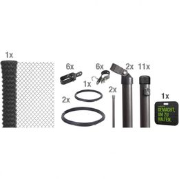 Alberts Maschendrahtzaun Set anthrazit-metallic, 125 cm, 25 m,Einbetonieren