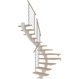 Dolle Mittelholmtreppe Hamburg, inkl. einseitigem Designgel&auml;nder, Design (wei&szlig;), 1/2 gewendelt,259 cm - 301 cm,75 cm,Eiche wei&szlig;, ge&ouml;lt