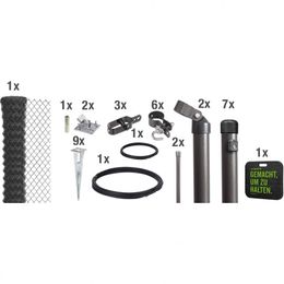Alberts Maschendrahtzaun Set anthrazit-metallic, 150 cm, 15 m,Aufschrauben